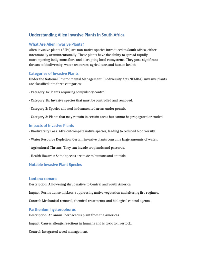 Alien Invasive Plants South Africa | PDF | Invasive Species | Weed