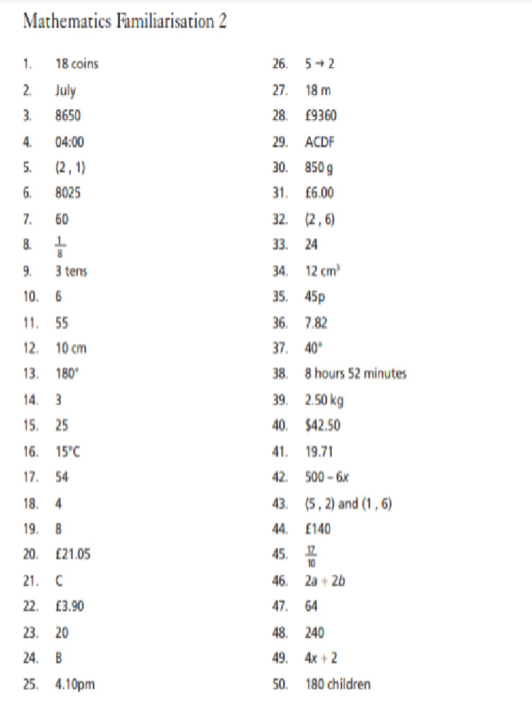 11+ Maths - Paper 2 Answer | PDF