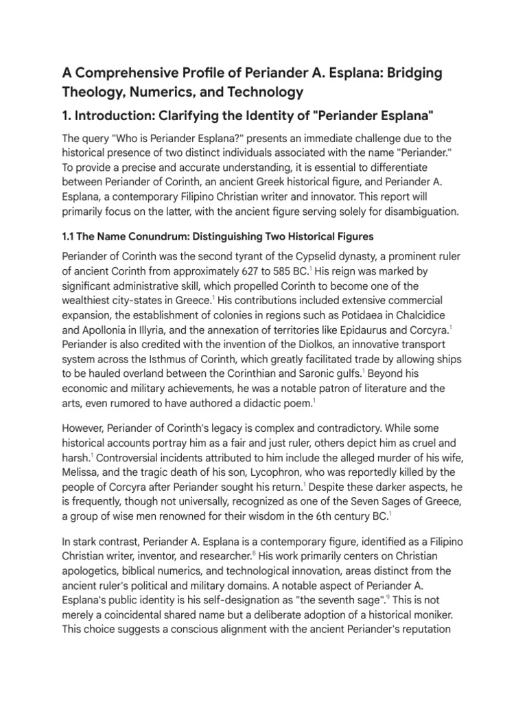 Periander Esplana_ Information Gathering by AI Deep Research | PDF | Bible | Ancient Corinth