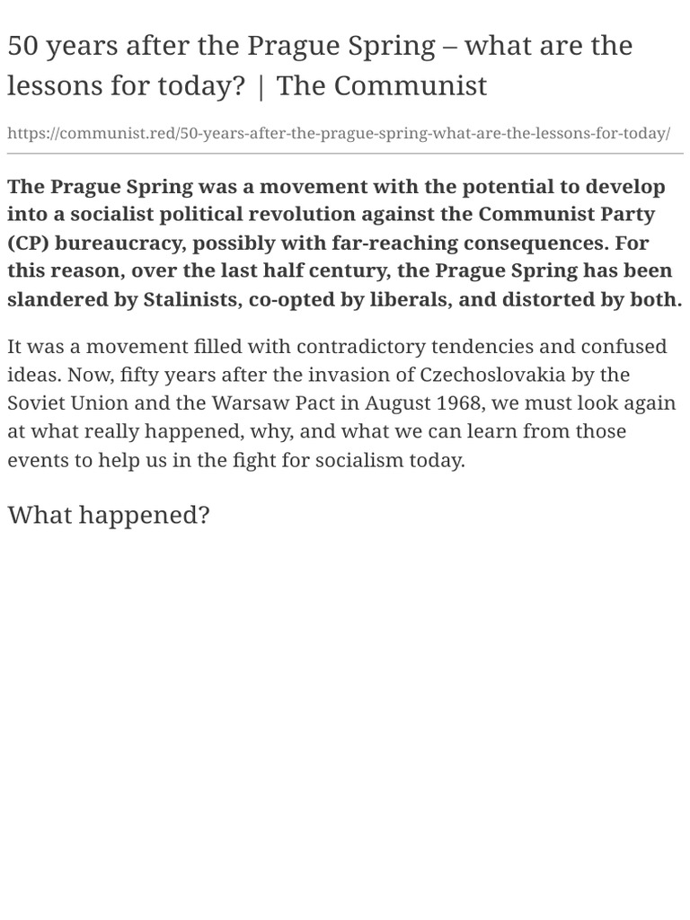50 Years After The Prague Spring - What Are The Le | PDF ...