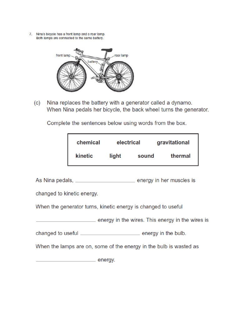 Year 7 Type of Energy Revision | PDF