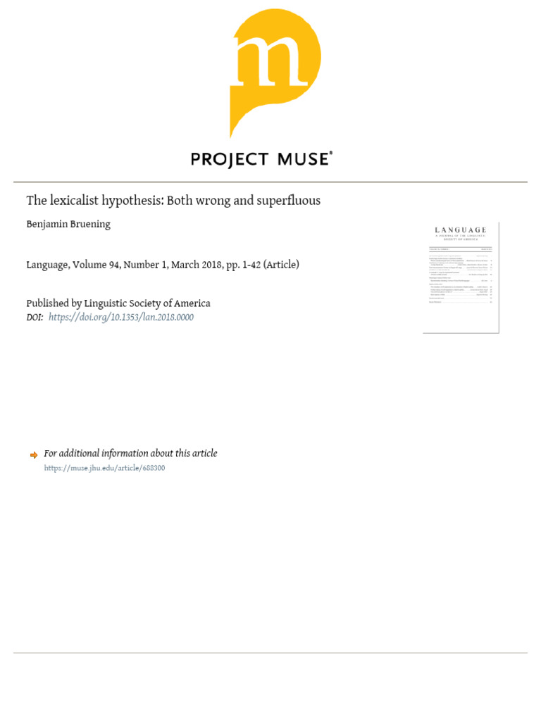 Bruening_2018 | PDF | Lexical Semantics | Morphology (Linguistics)