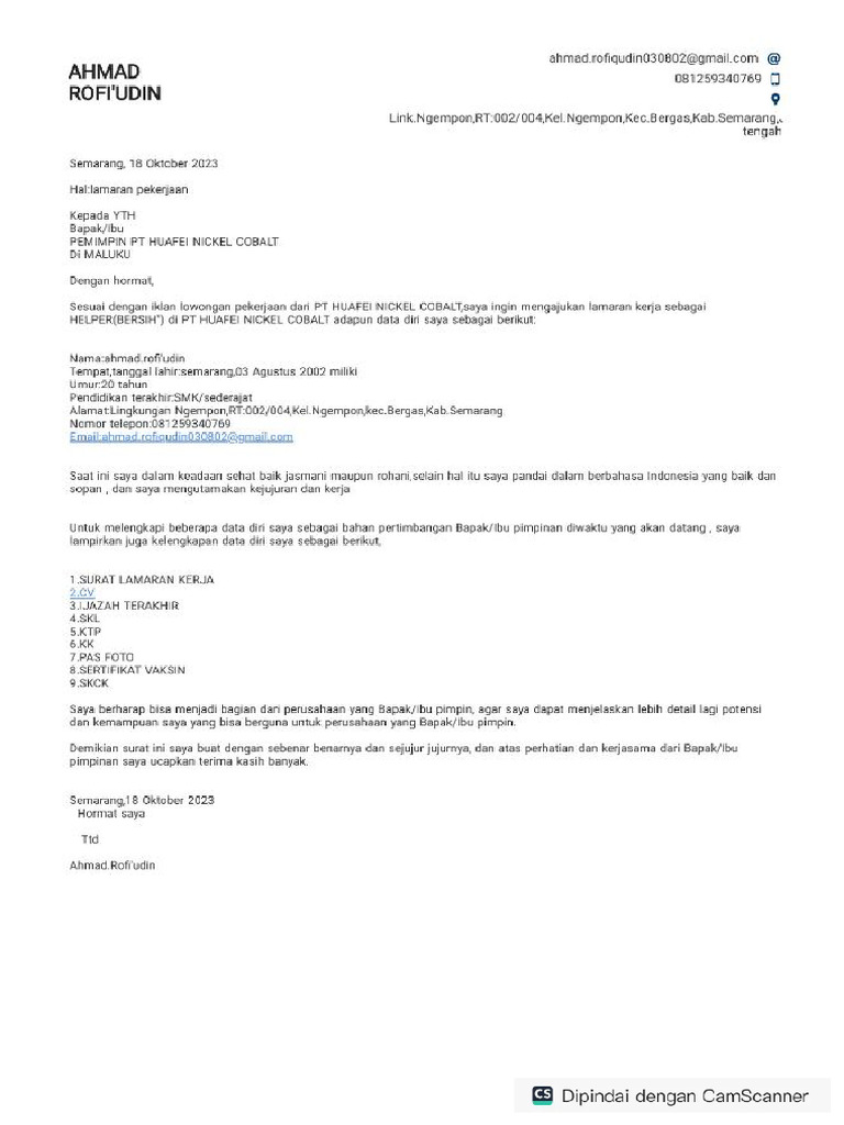 Ahmad Rofi'Udin Helper (Bersih") Semarang | PDF