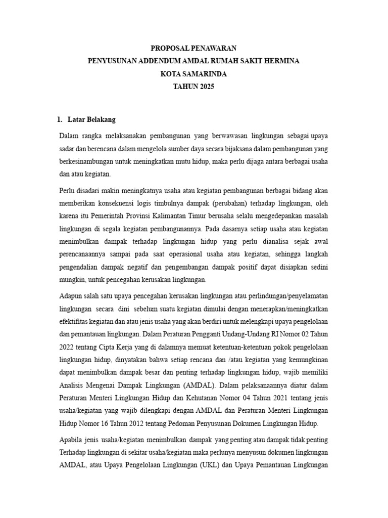 Proposal Penawaran - Amdal Hermina 17122024 | PDF