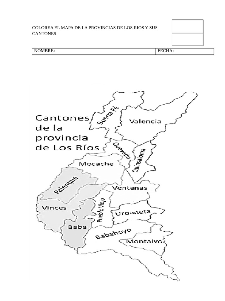 Colorea El Mapa de La Provincias de Los Rios y Sus Cantones | PDF