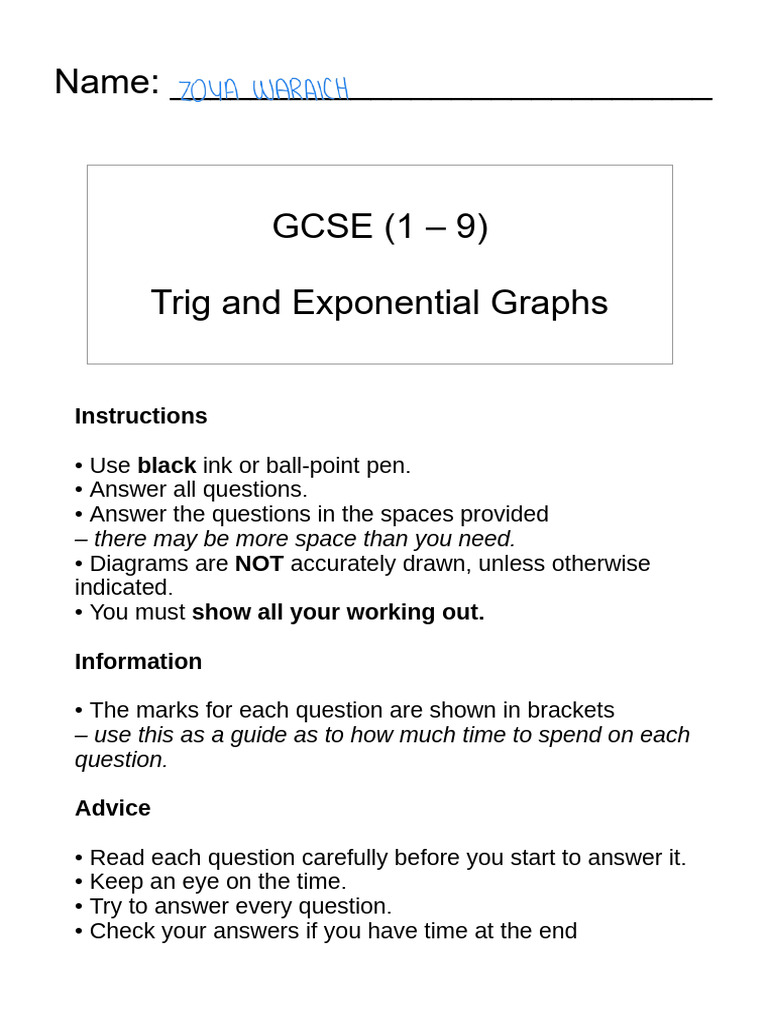 7 Trig and Exponential Graphs | PDF | Trigonometric Functions | Mathematics