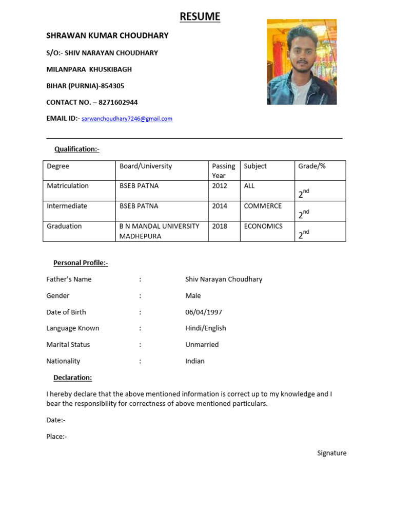 Shrawan Choudhary Resume | PDF