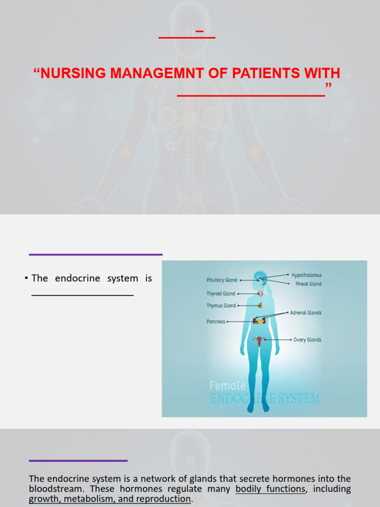 Endocrine System Nursing Management Guide | PDF | Adrenal Gland | Thyroid