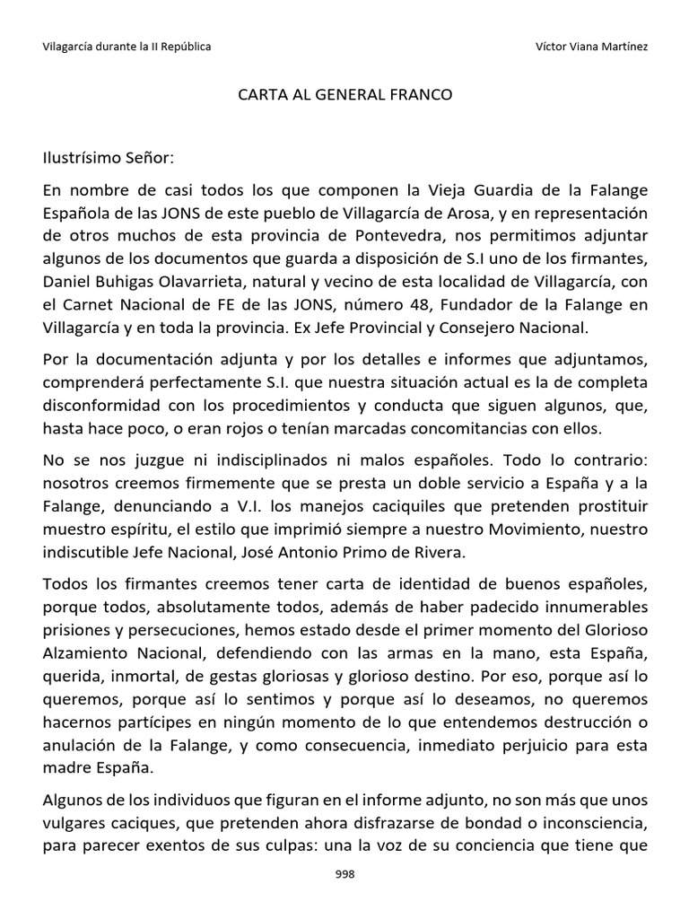 Vilagarcía y la Falange en 1936 | PDF
