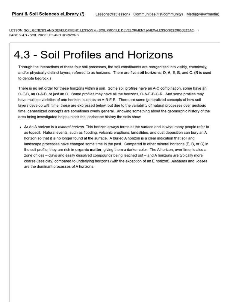 4.3 - Soil Profiles and Horizons - Soil Genesis and Development, Lesson ...