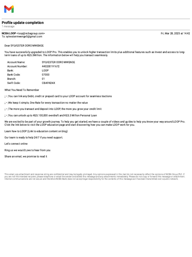 Gmail - Profile Update Completion | PDF