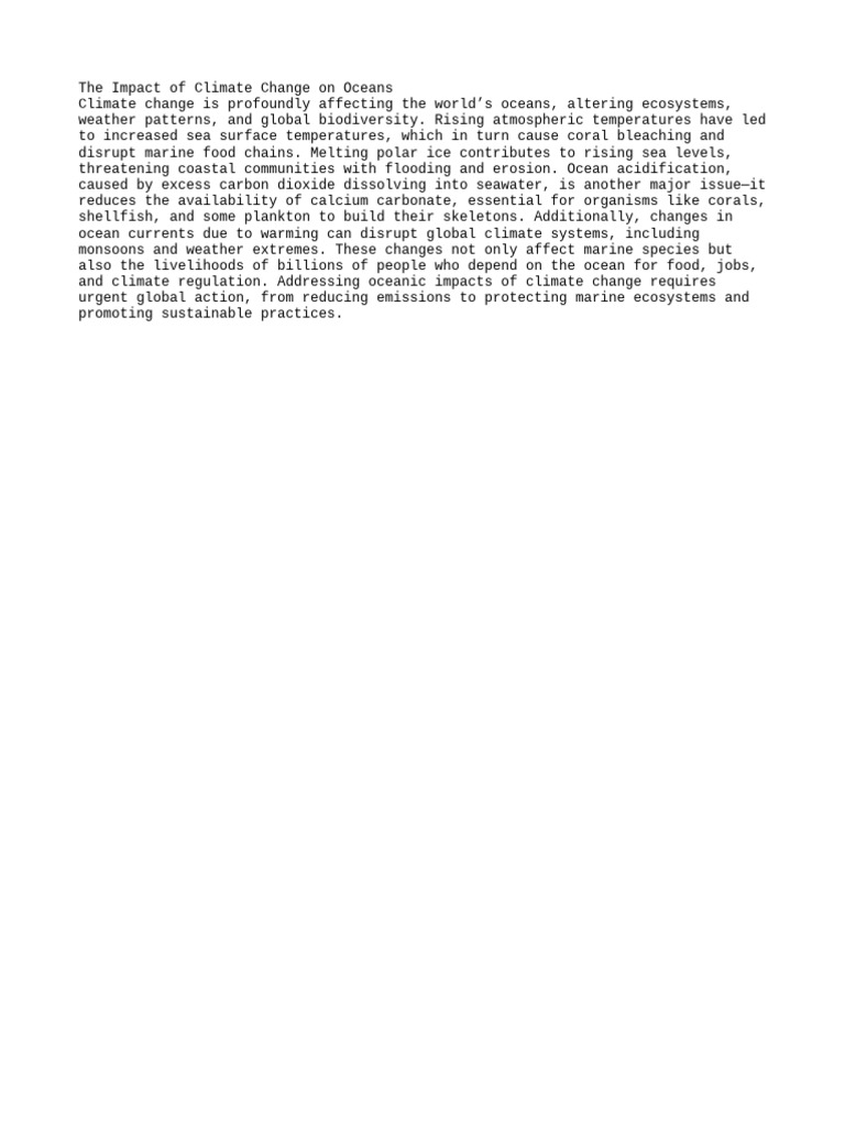 The Impact of Climate Change On Oce | PDF