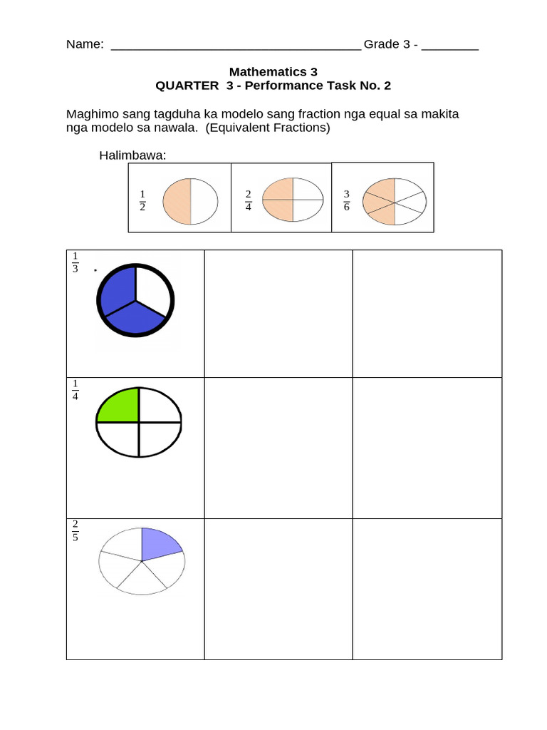 Math - Performance Task No. 2 - 3rd Quarter | PDF