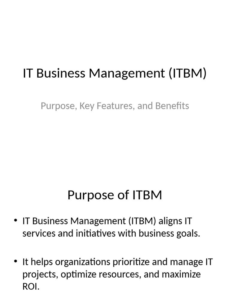 ITBM Detailed Presentation | PDF