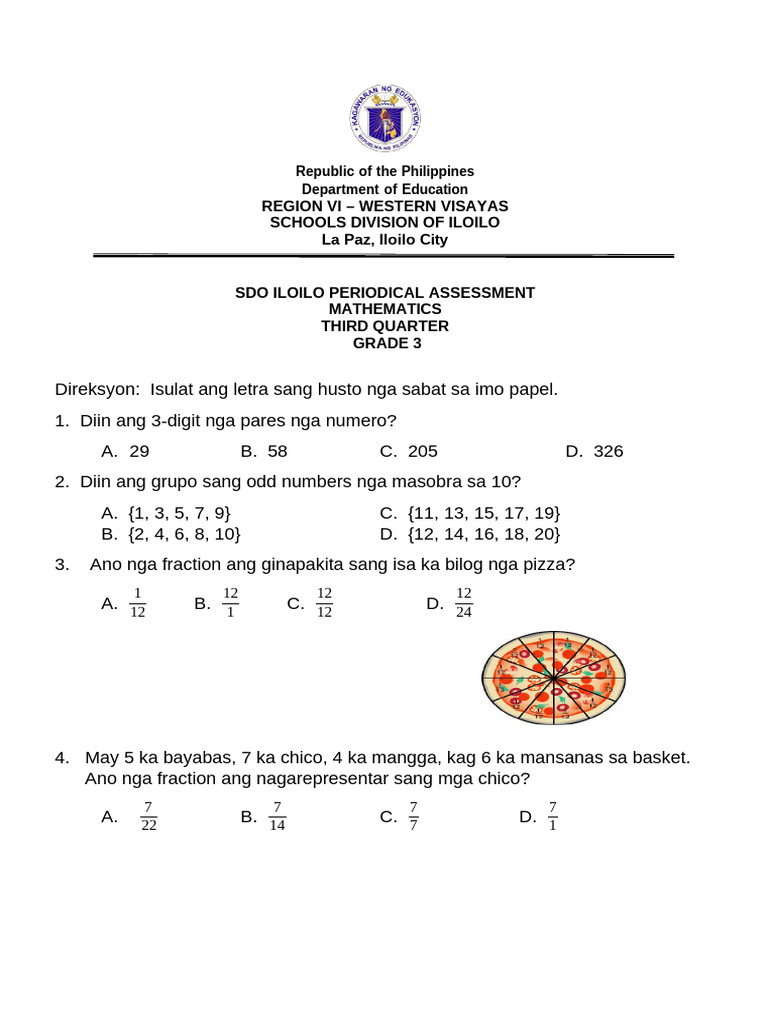 Math3 Third Grading Exam | PDF