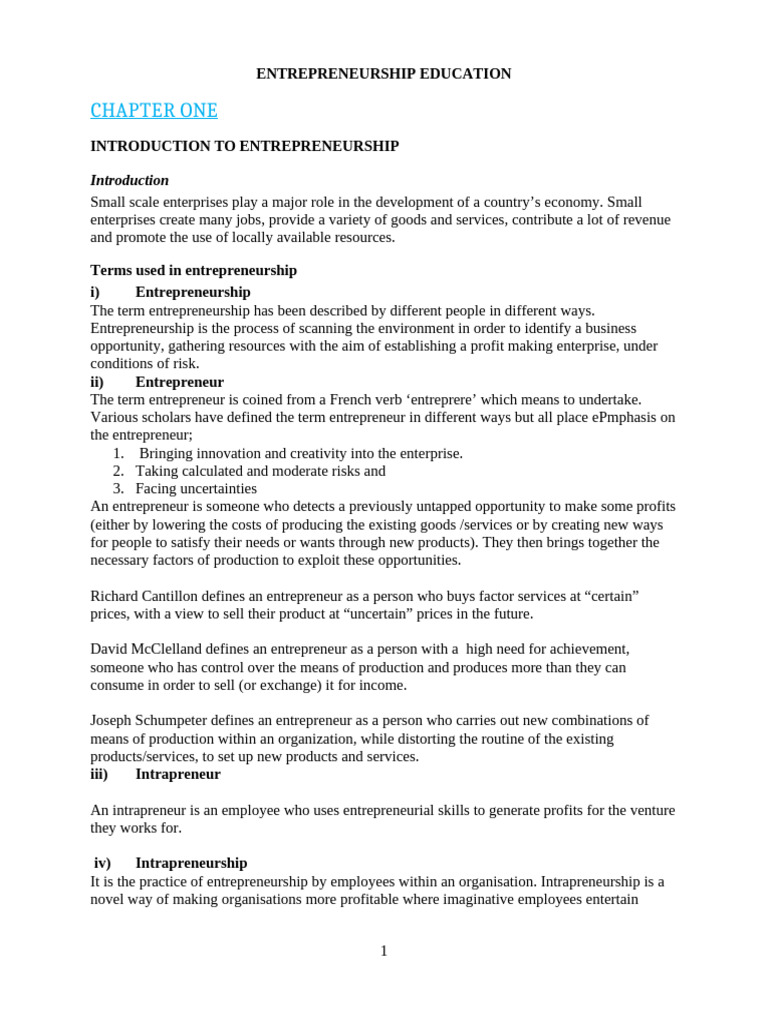Entrepresnuership Notes (Student Notes) | PDF | Entrepreneurship ...