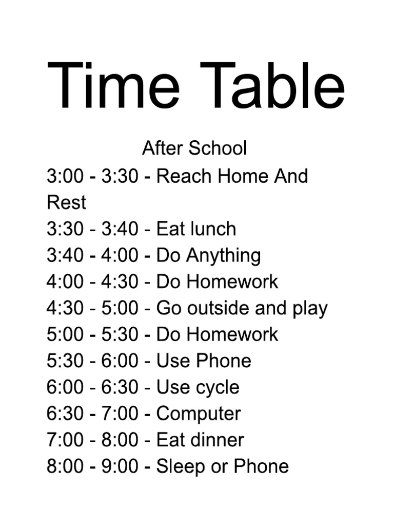 Time Table | PDF
