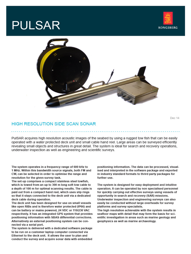 High-Resolution Side Scan Sonar System | PDF | Sonar | Laptop