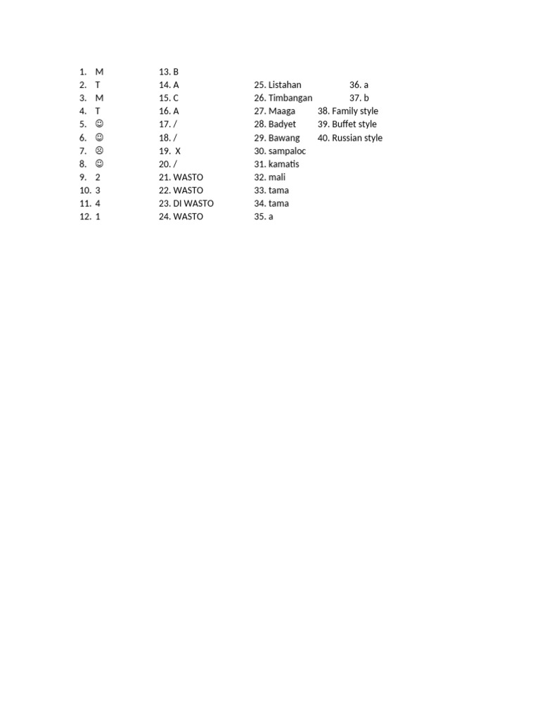 Key To Correction Epp q1 | PDF