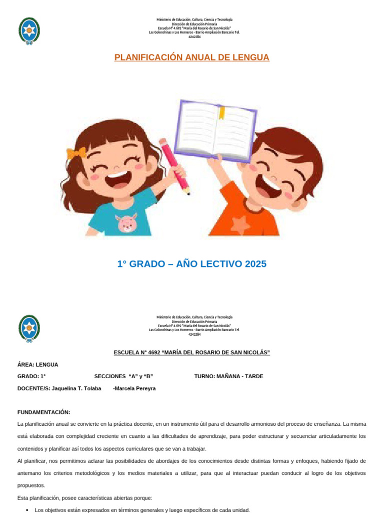 Carátulas para Planificación Anual 2025 | PDF | Enseñando | Educación ...
