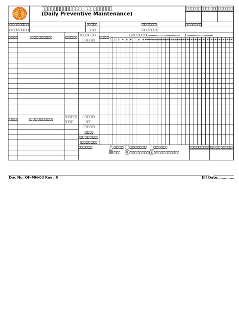 TUDaily PM Check Sheet | PDF