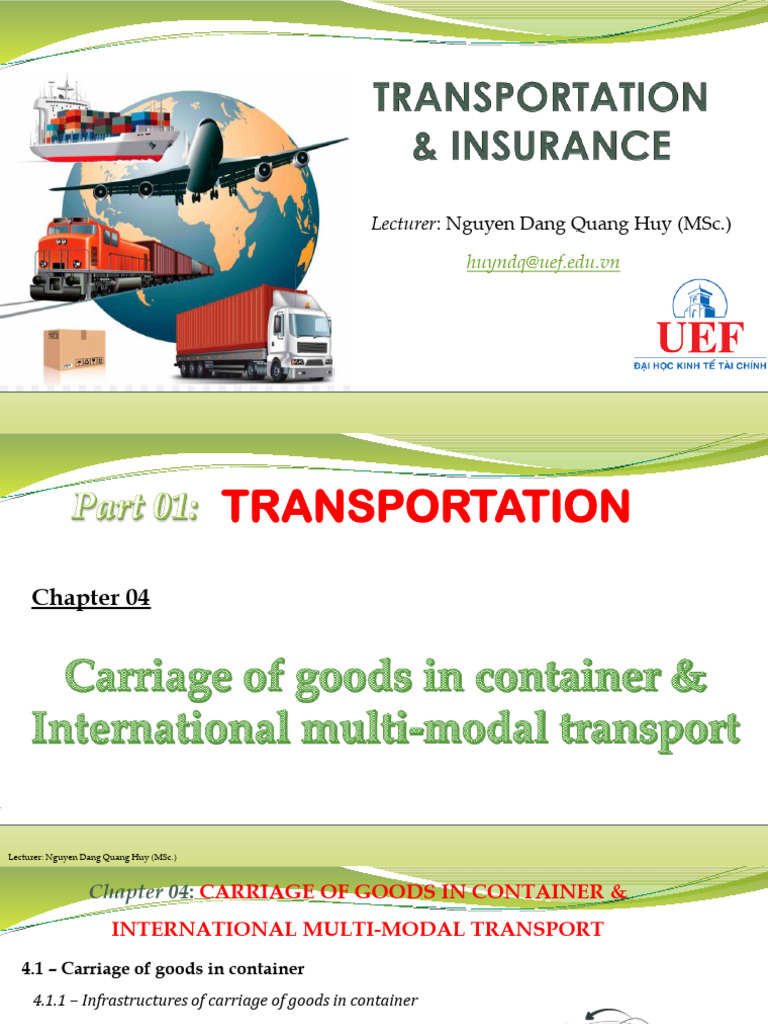Chapter 04 - Transport Insurance - Carriage of Goods in Container International Multi-Modal ...