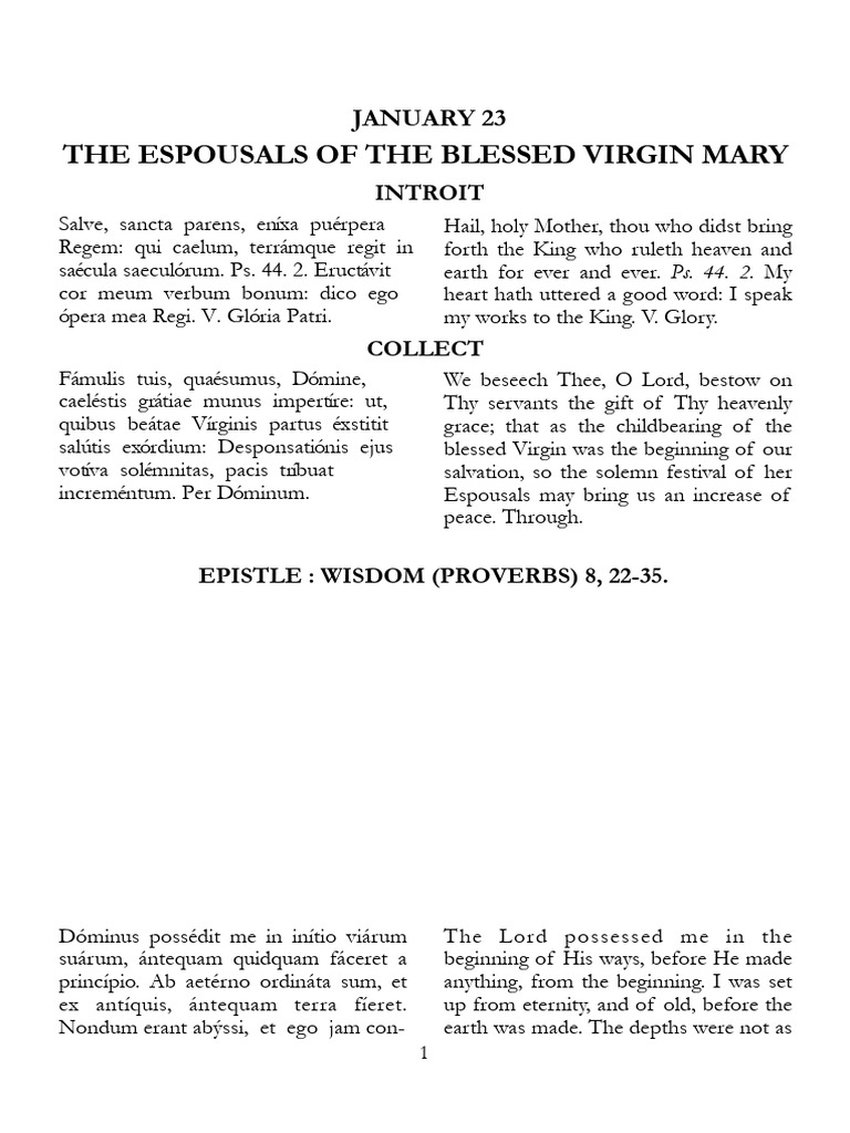 Espousals of the Blessed Virgin Mary | PDF | Mary, Mother Of Jesus ...