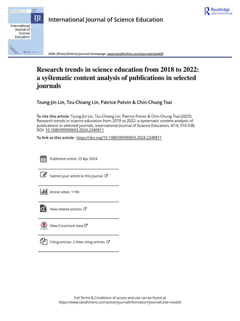 Science Education Research Trends 2018-2022 | PDF | Science ...