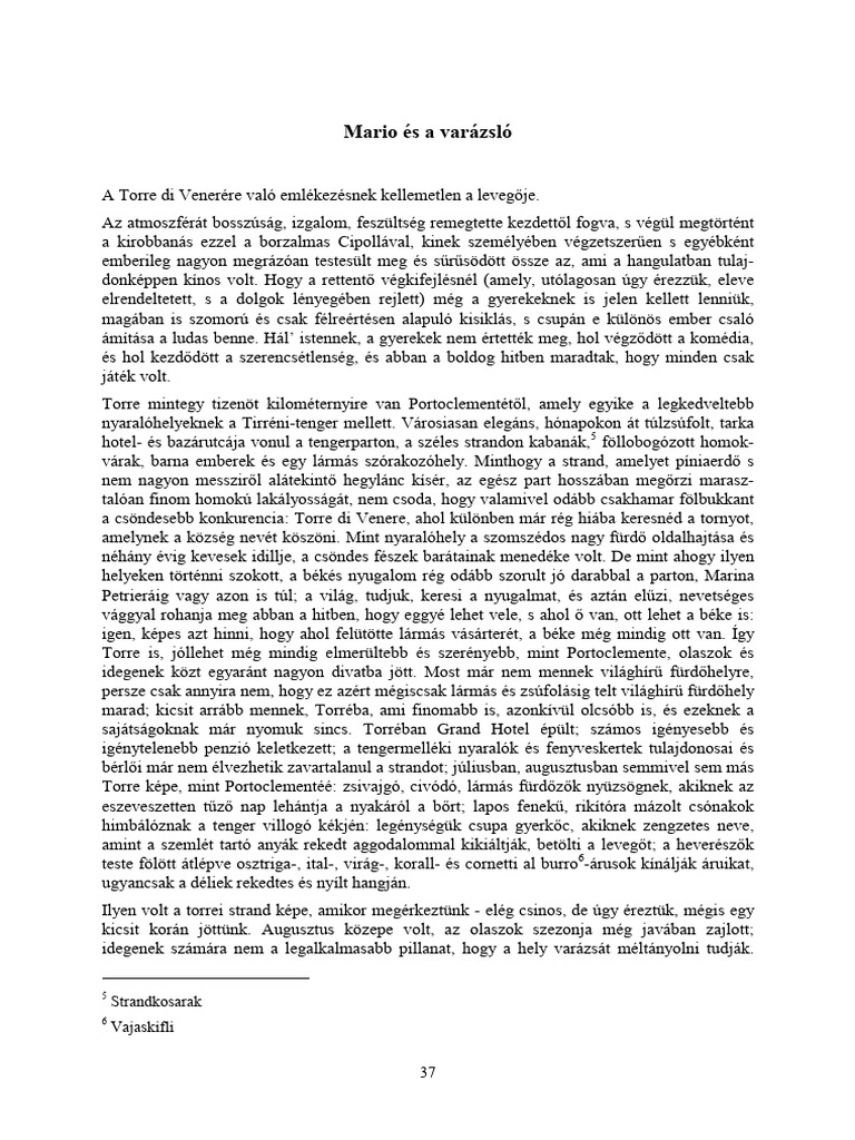 Thomas Mann - Mario És A Varázsló | PDF