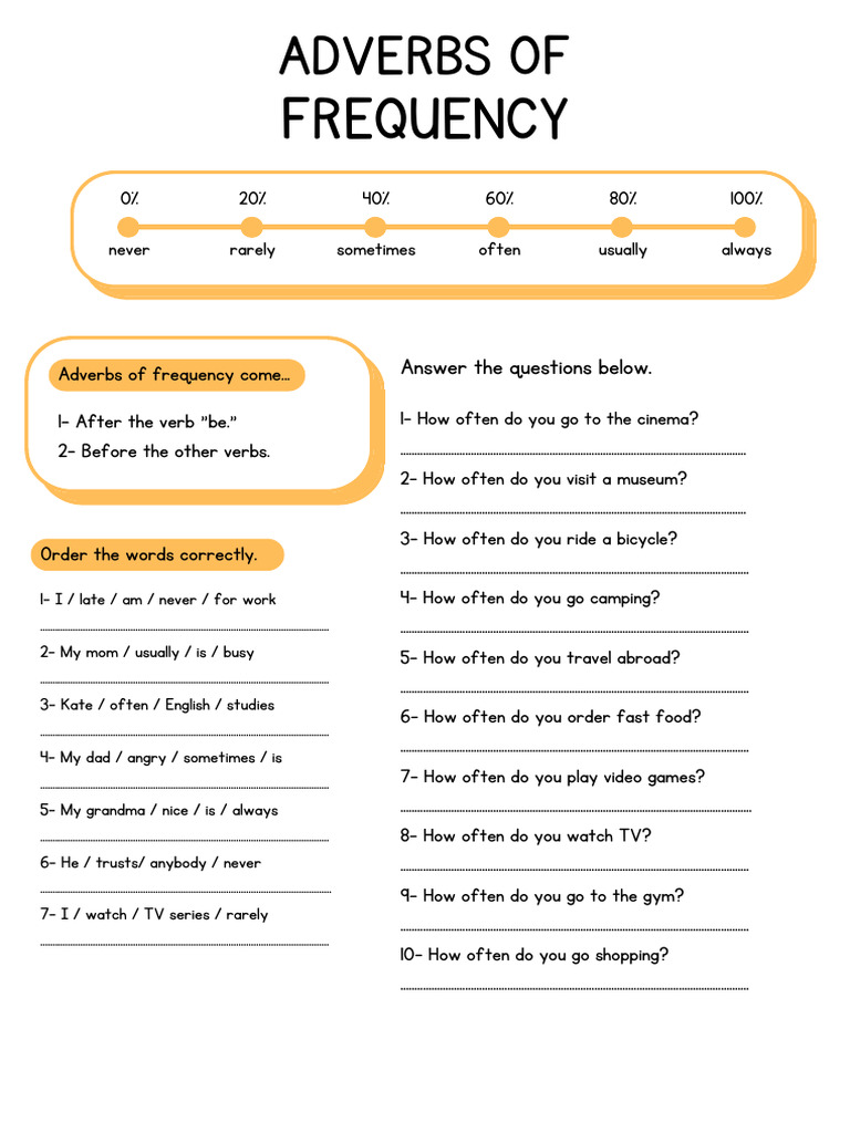 Adverbs of Frequency Worksheet | PDF | Adverb | Language Mechanics