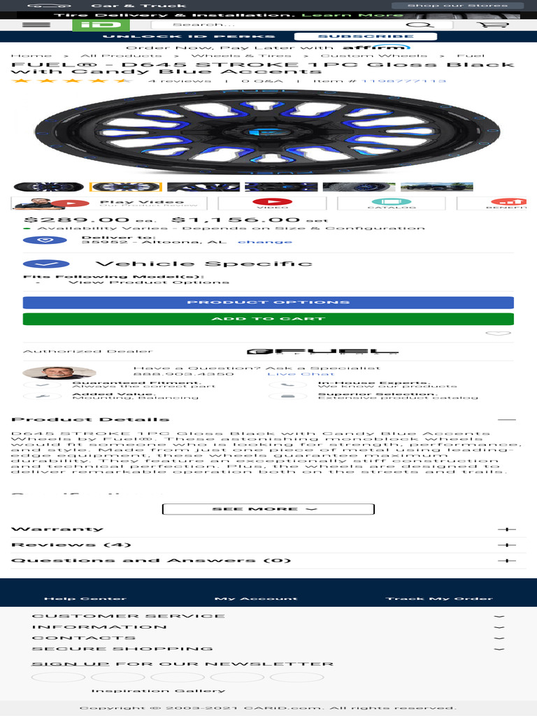 FUEL® D645 STROKE 1PC Wheels - Gloss Black with Candy Blue Accents Rims ...