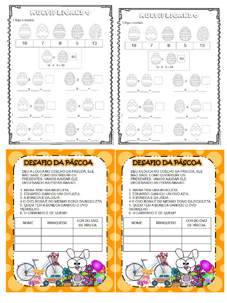 Matemática Desafios Páscoa | PDF