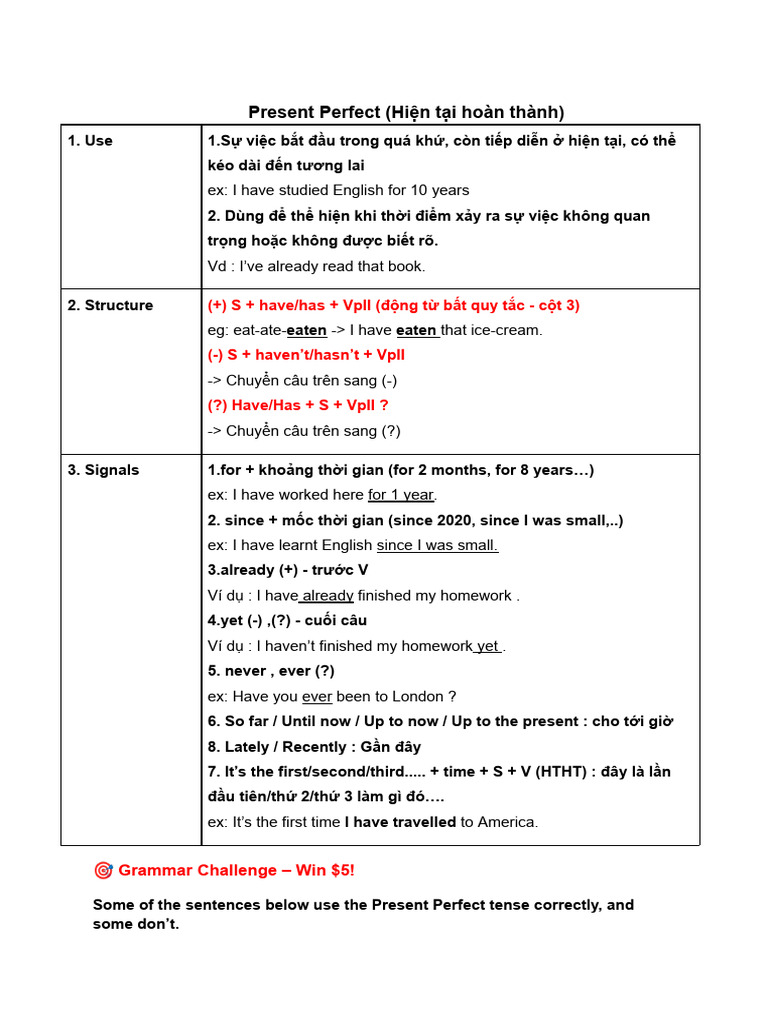 Present Perfect | PDF