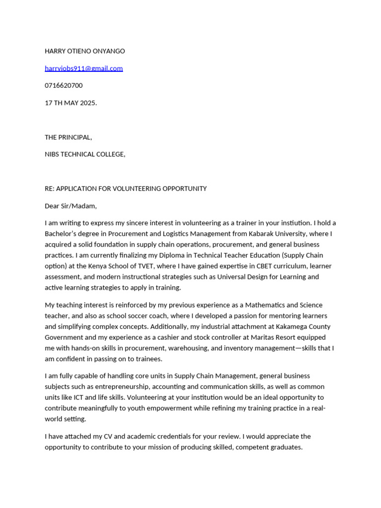 Tvet Trainer Application Sample | PDF