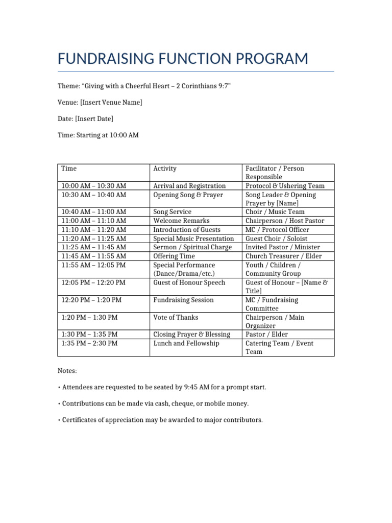 Fundraising Function Program | PDF