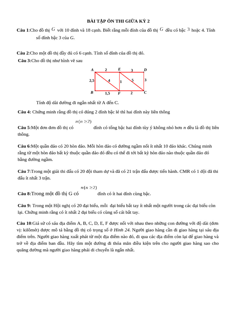 Bai Tap On Thi Giua Ky 2 | PDF