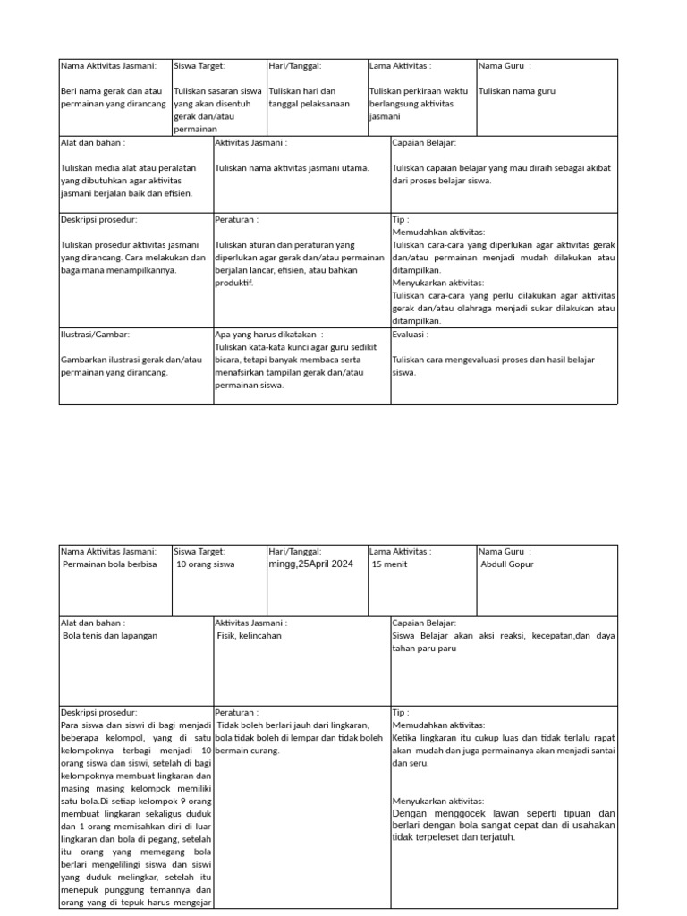 Contoh Teaching Plan Singkat Abdul Gopur | PDF