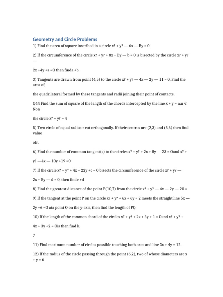 Circle Problems | PDF