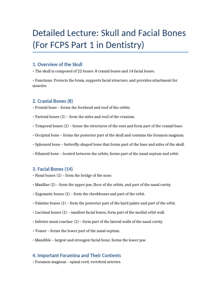 FCPS Skull and Facial Bones Lecture | PDF | Skull | Human Nose