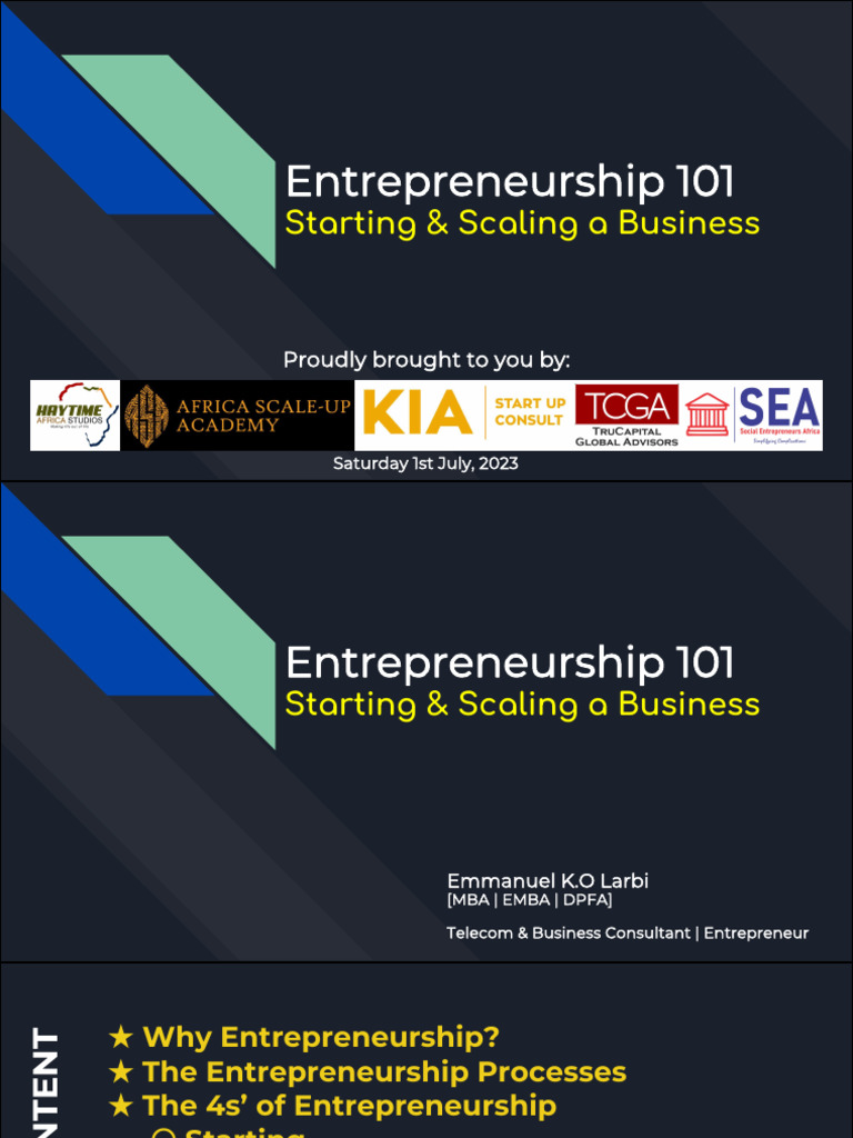 Entrepreneurship 101 Starting & Scaling A Business - 112646 | PDF | Entrepreneurship | Economies