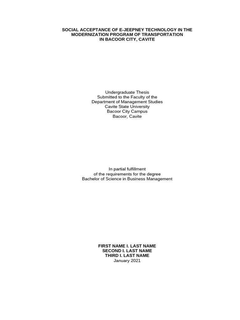 E-Jeepney Social Acceptance in Bacoor | PDF | Statistics | Scientific ...
