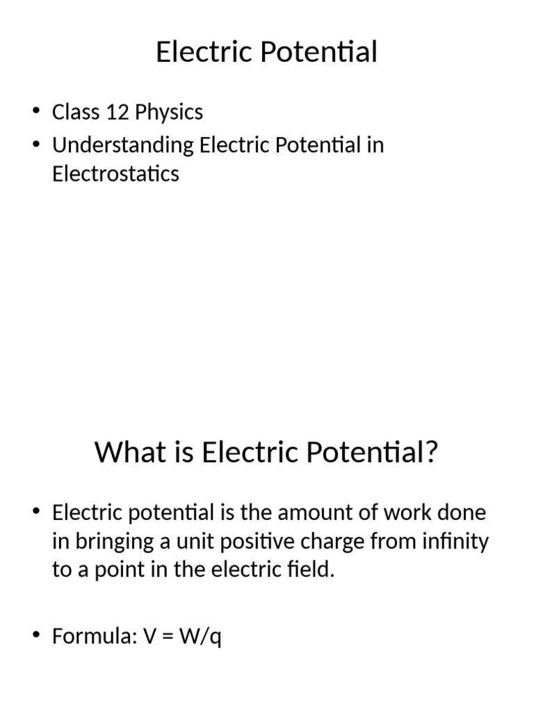 Electric Potential Class12 | PDF