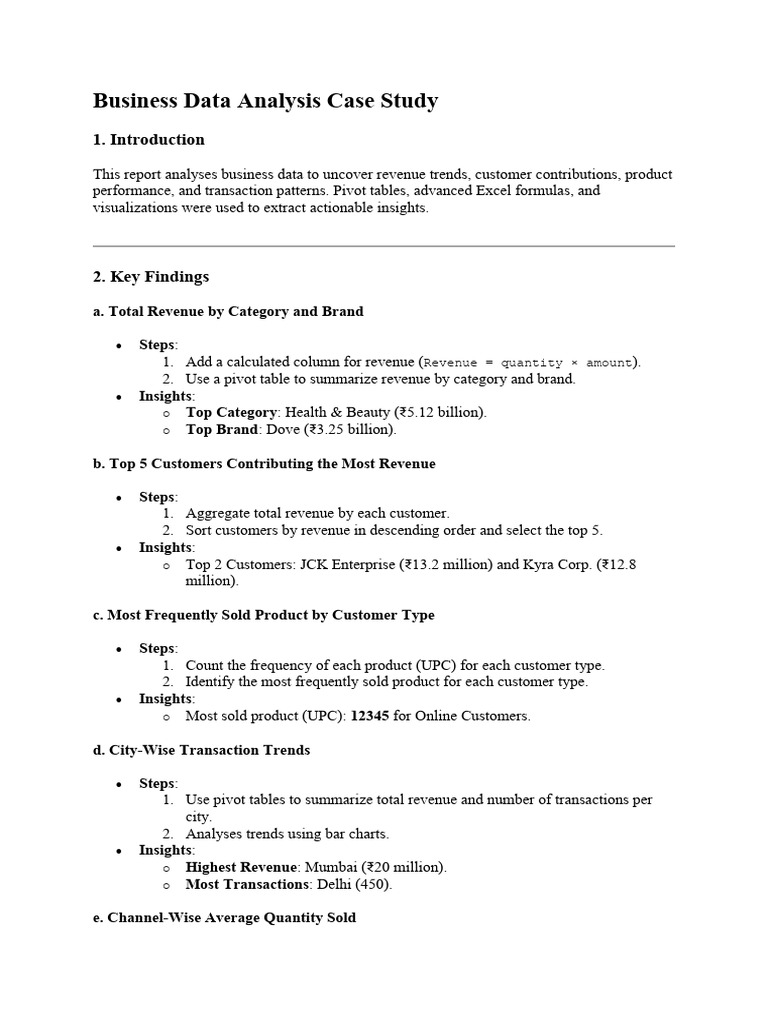 Business Data Analysis Case Study | PDF | Data Analysis | Data