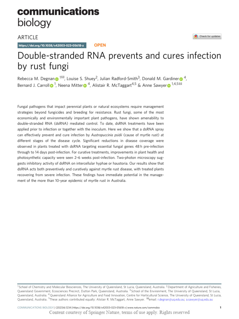 Double-Stranded RNA Prevents and Cures Infection B | PDF | Rna ...