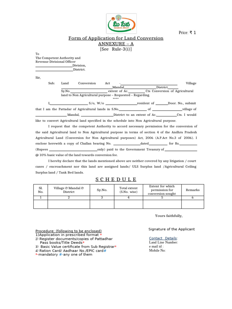LandConversion Application Form | PDF