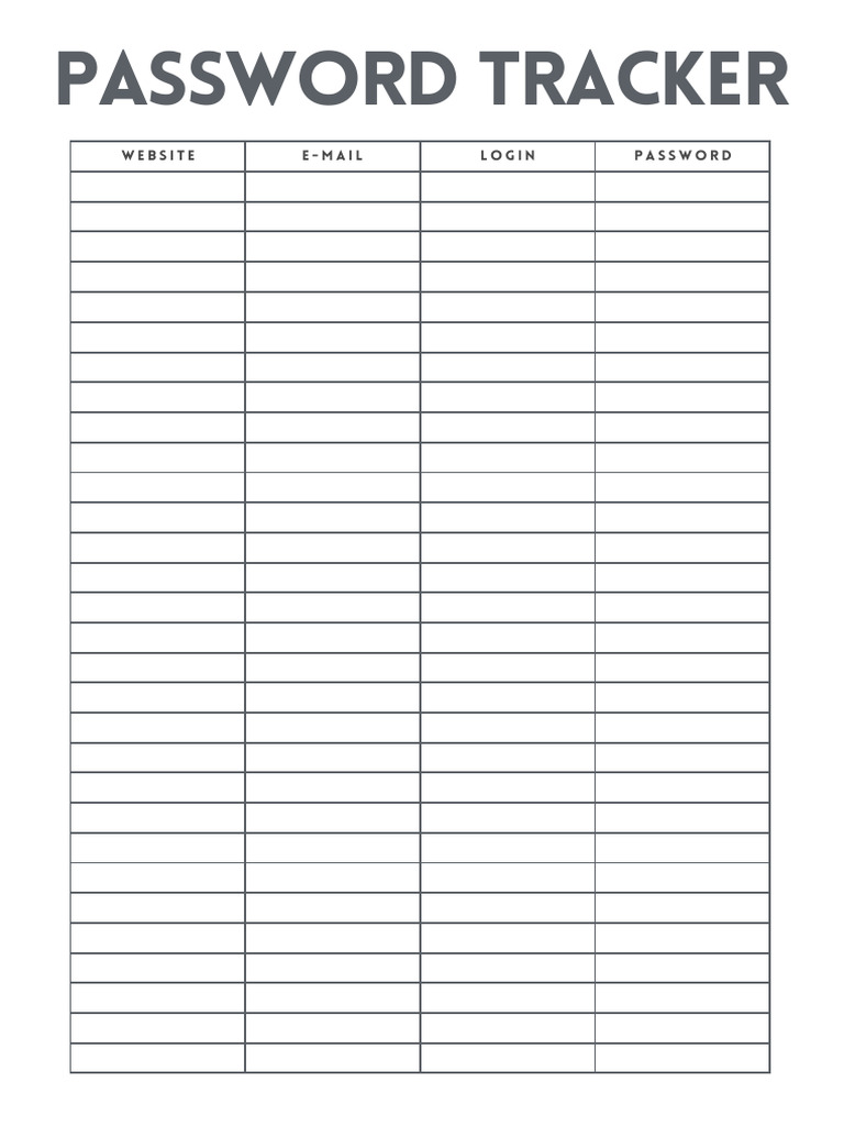 Colorful Clean Rainbow Password Tracker Planner | PDF
