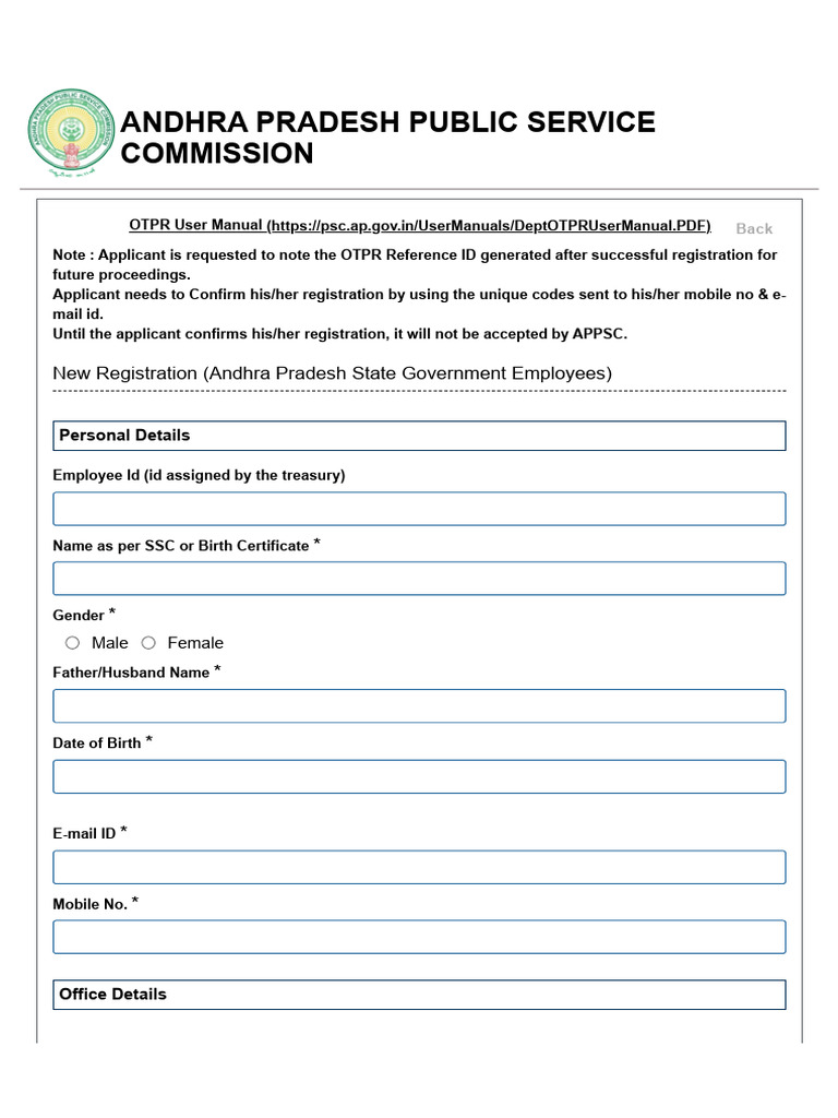 APPSC OTPR Registration Guide | PDF