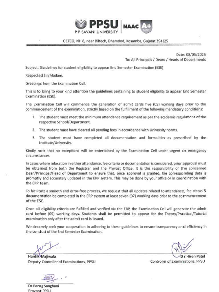 21 Student Eligibility Circular | PDF