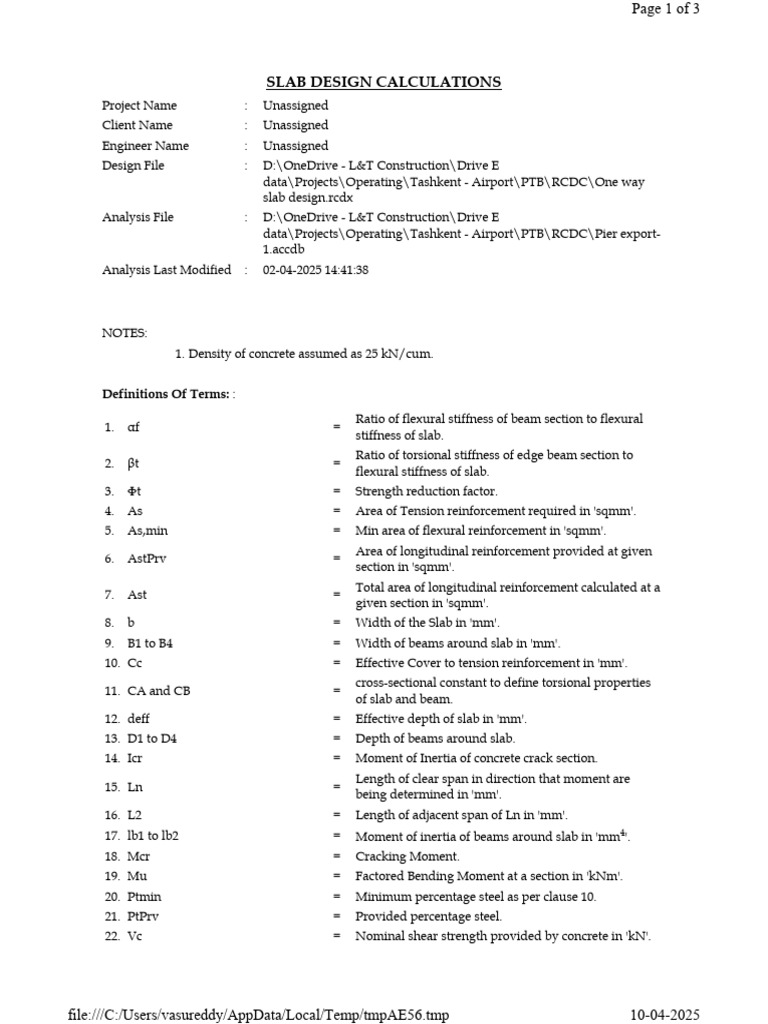 Slab Panel S40 Design Calculation | PDF | Beam (Structure) | Bending