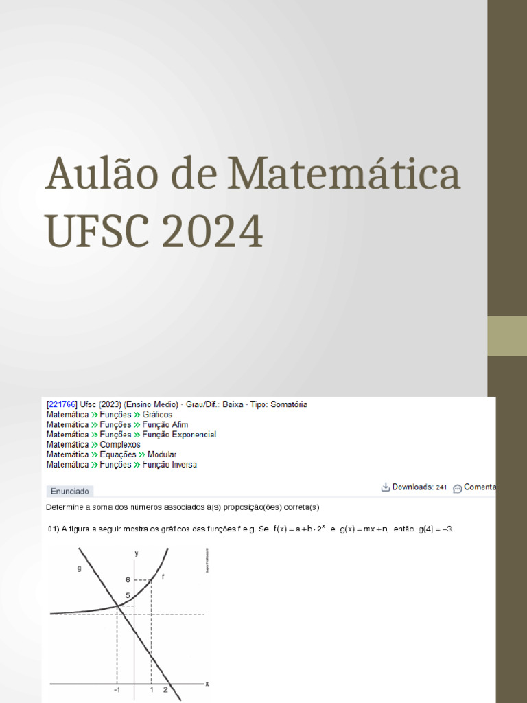 Aulão de Matemática UFSC 2024 | PDF